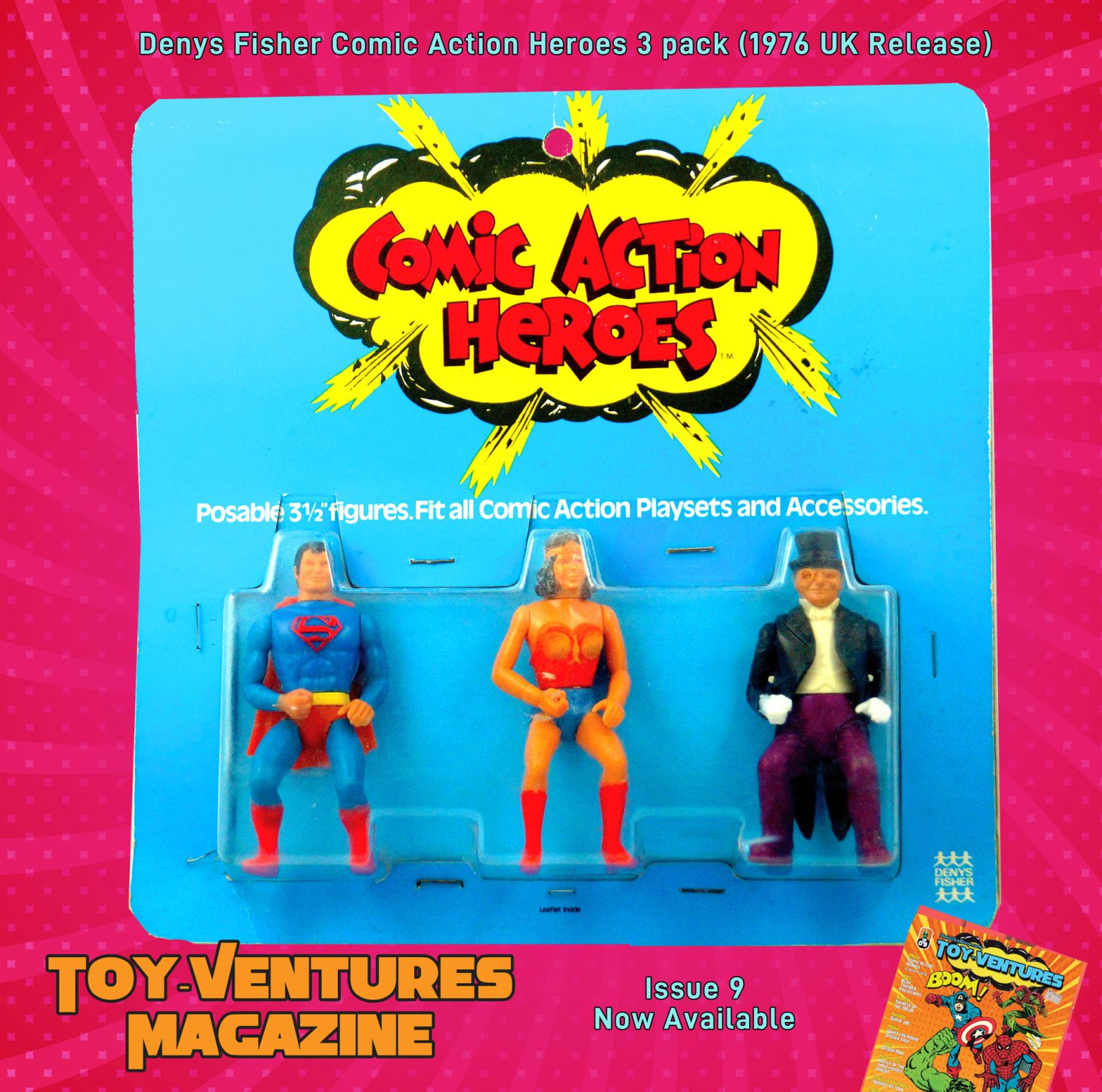 Mego Comic Action Heroes Denys Fisher 3 Pack- Toy-Ventures magazine - PS